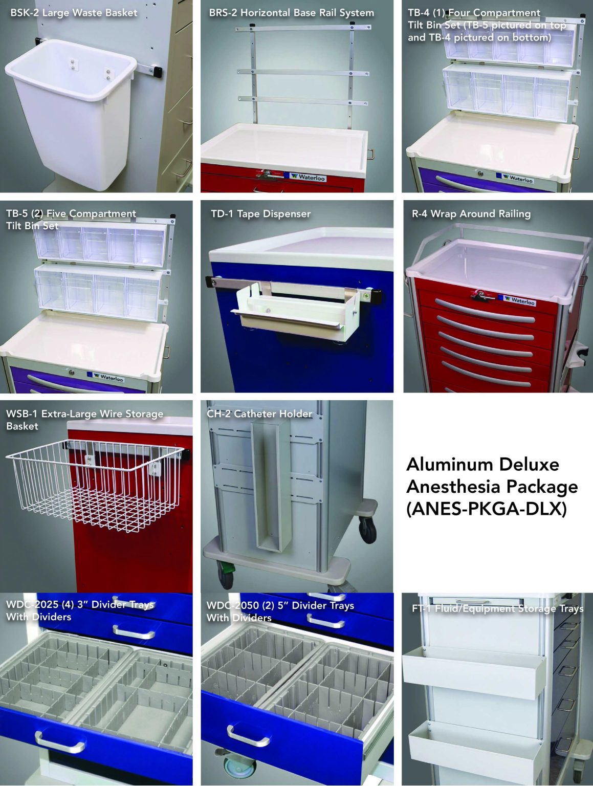 Deluxe Anesthesia Package for Aluminum Carts