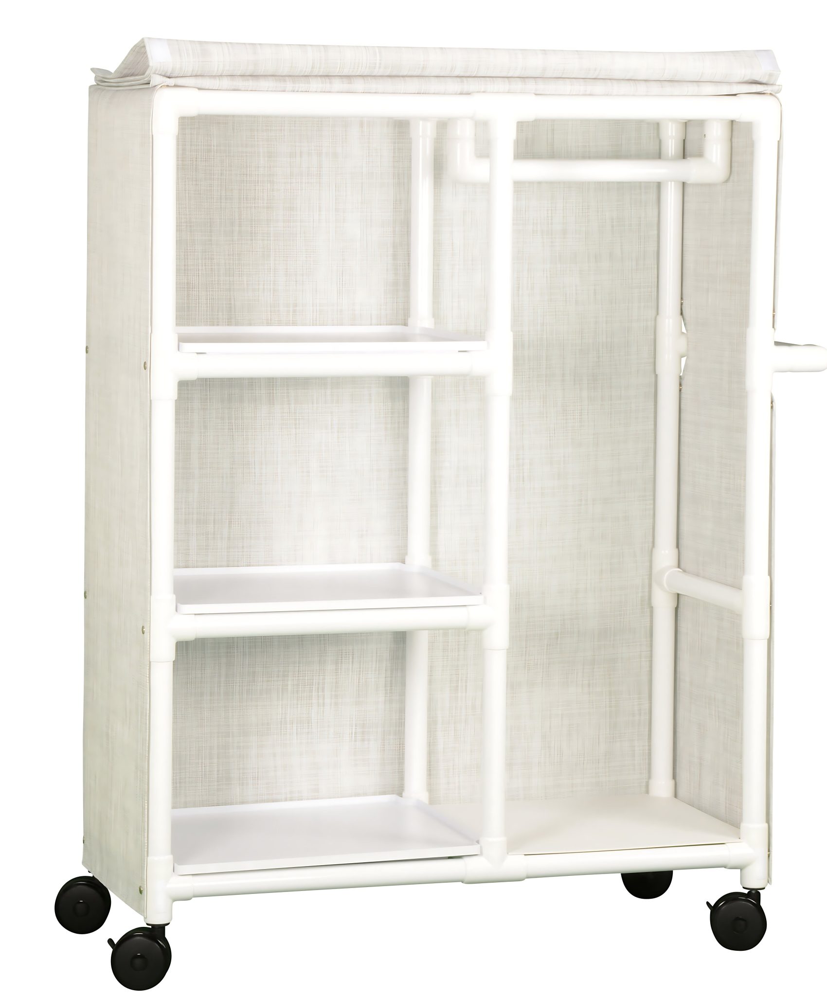 PVC Clothing Carts with Shelves and Hanging Bar